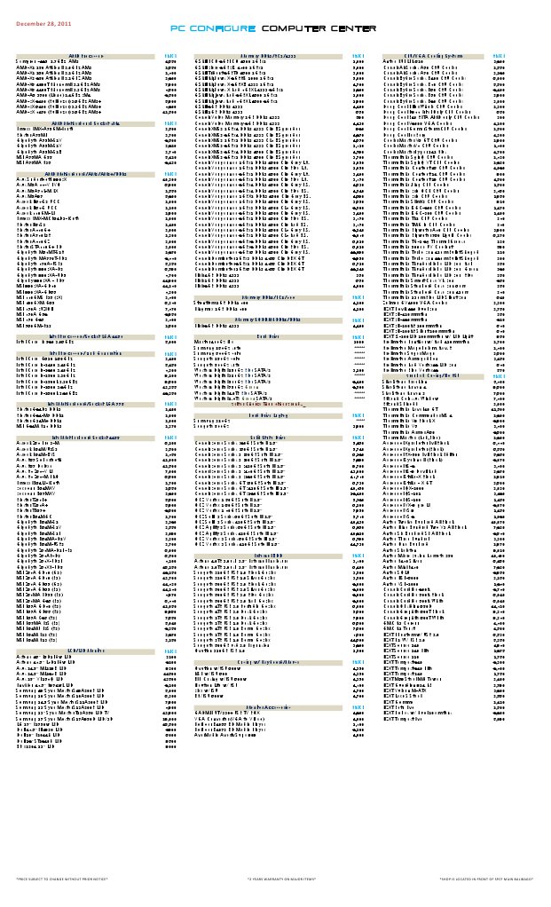 Computer Hardware Price List 2011 | PDF | Computer Hardware | Computing ...