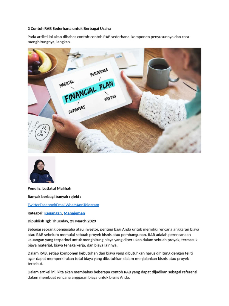 RAB Sederhana untuk Usaha | PDF | Bisnis