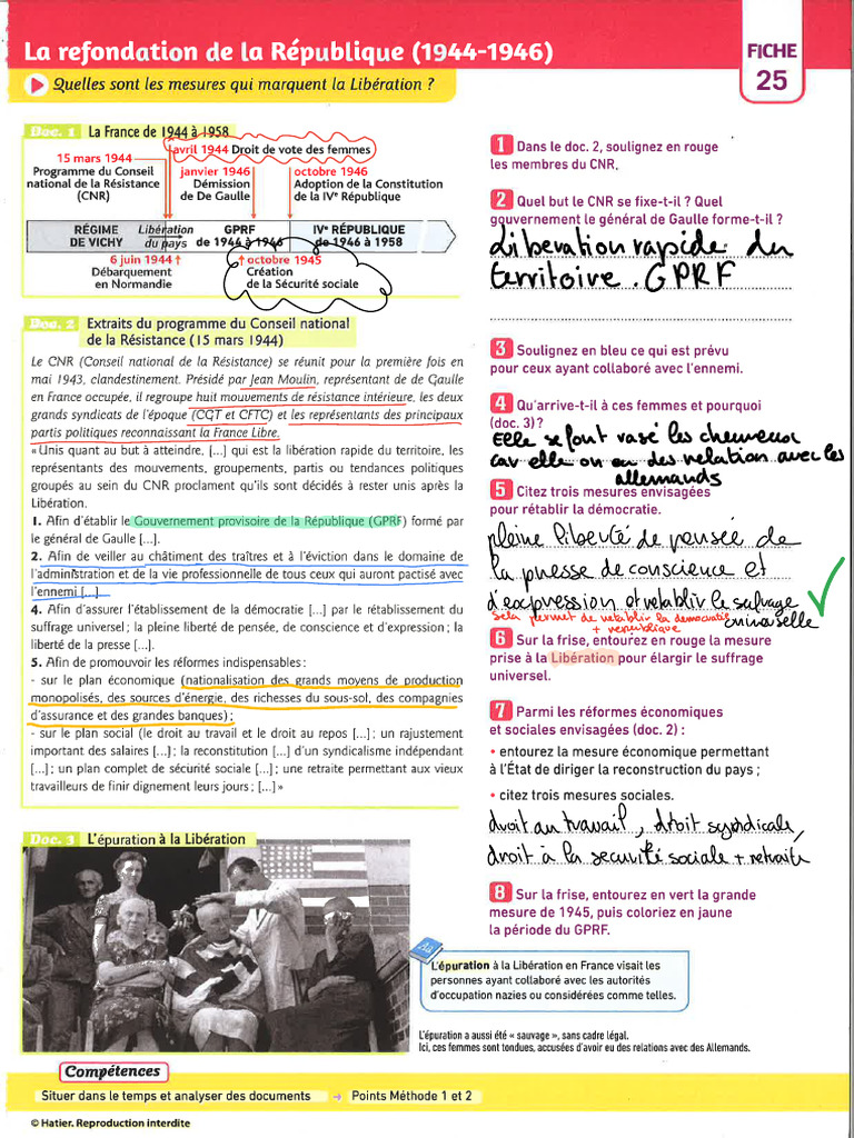 3e TD Hatier IVe Rép Fiche 25 - 26 | PDF