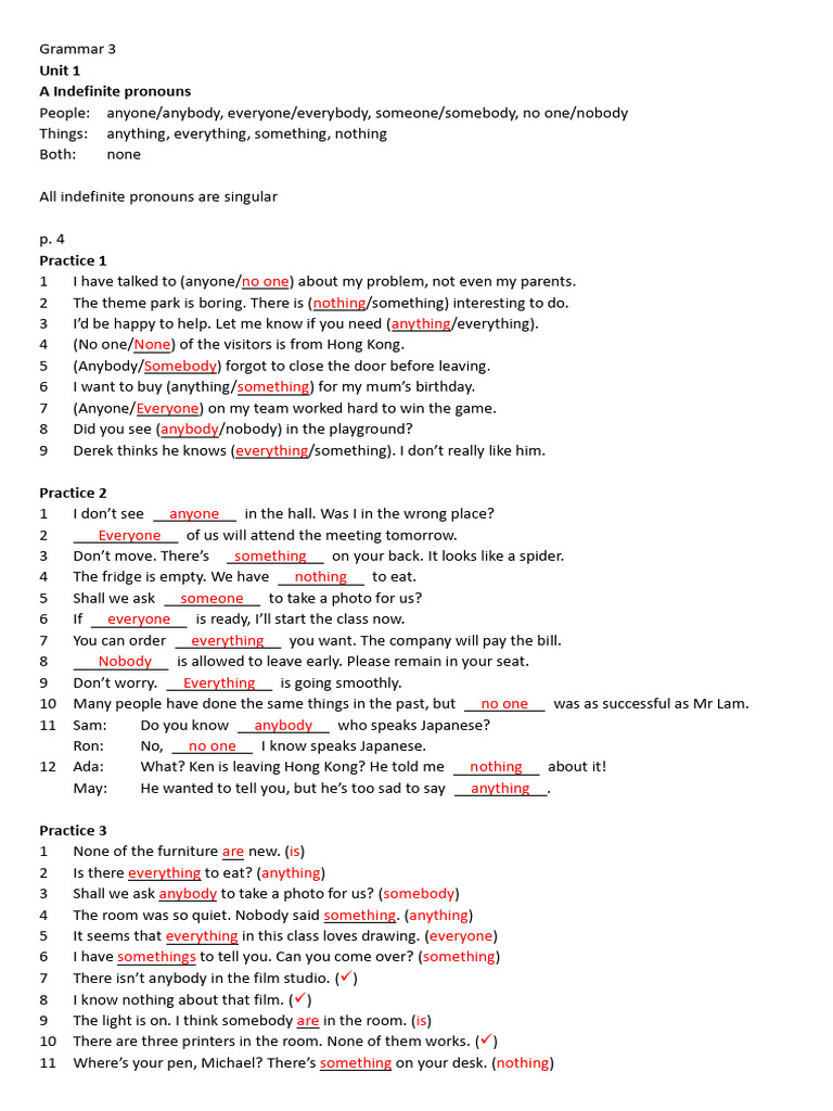 Success in Grammar 3 Unit 1 | PDF