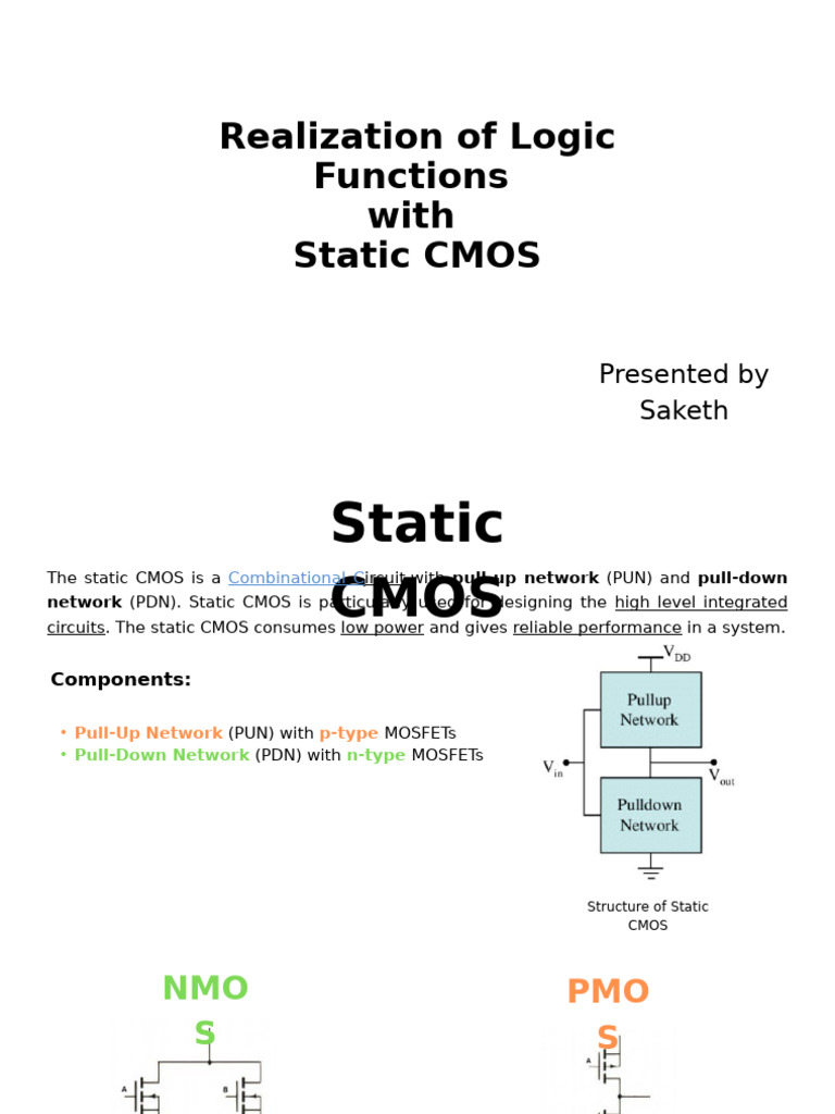 Realization of Logic Functions With Static CMOS | PDF
