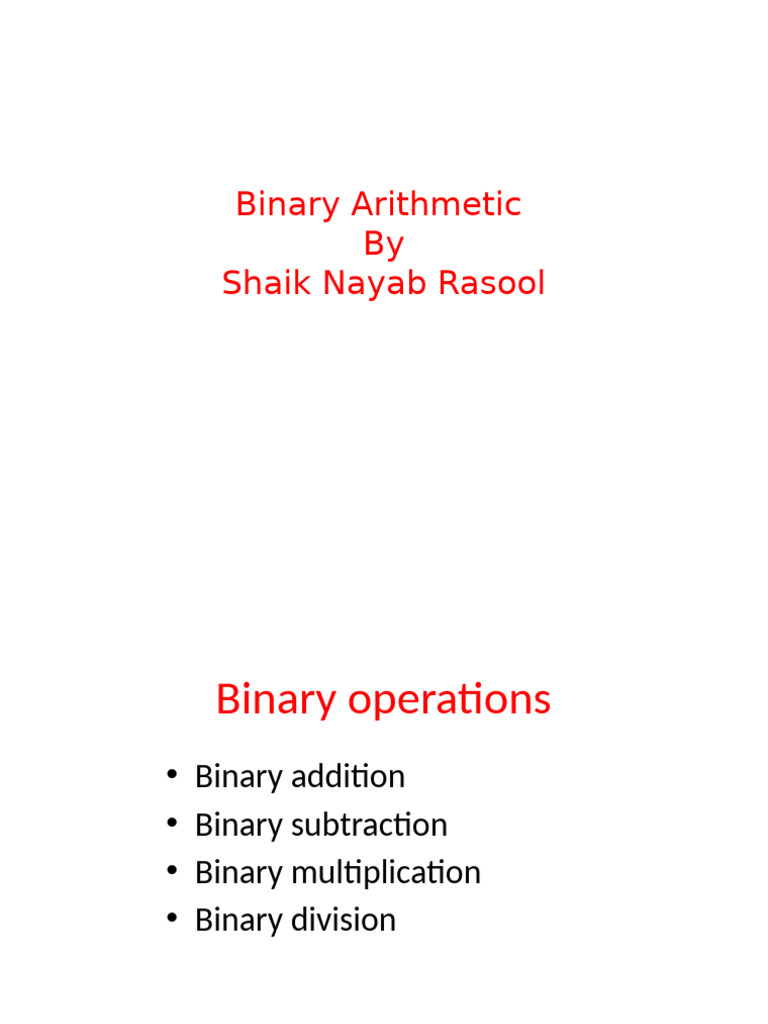Binary Arithmetic 01 | PDF