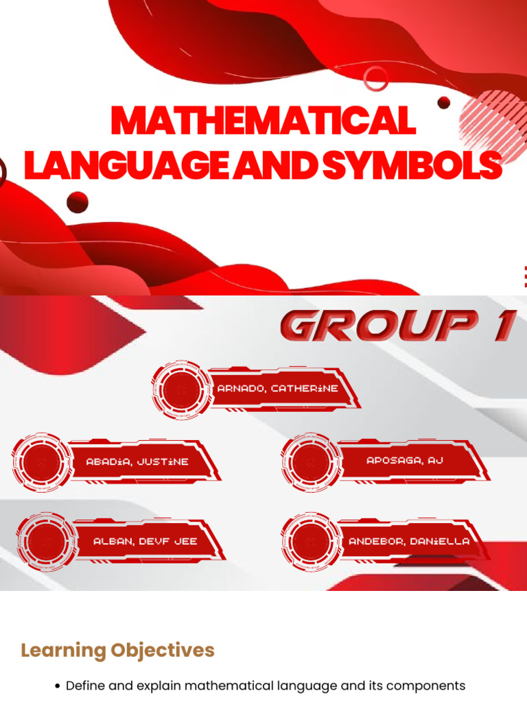 Mathematical Language and Symbols | PDF