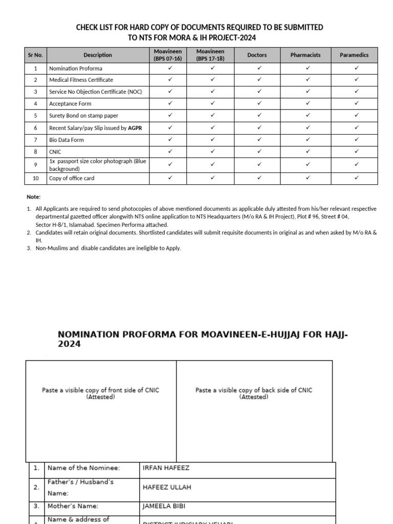 CHECK LIST Mandatory Documents To Be Submitted Along With The ...