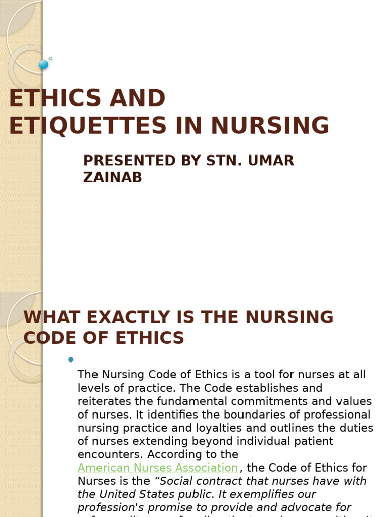 Nursing Etiquette | PDF