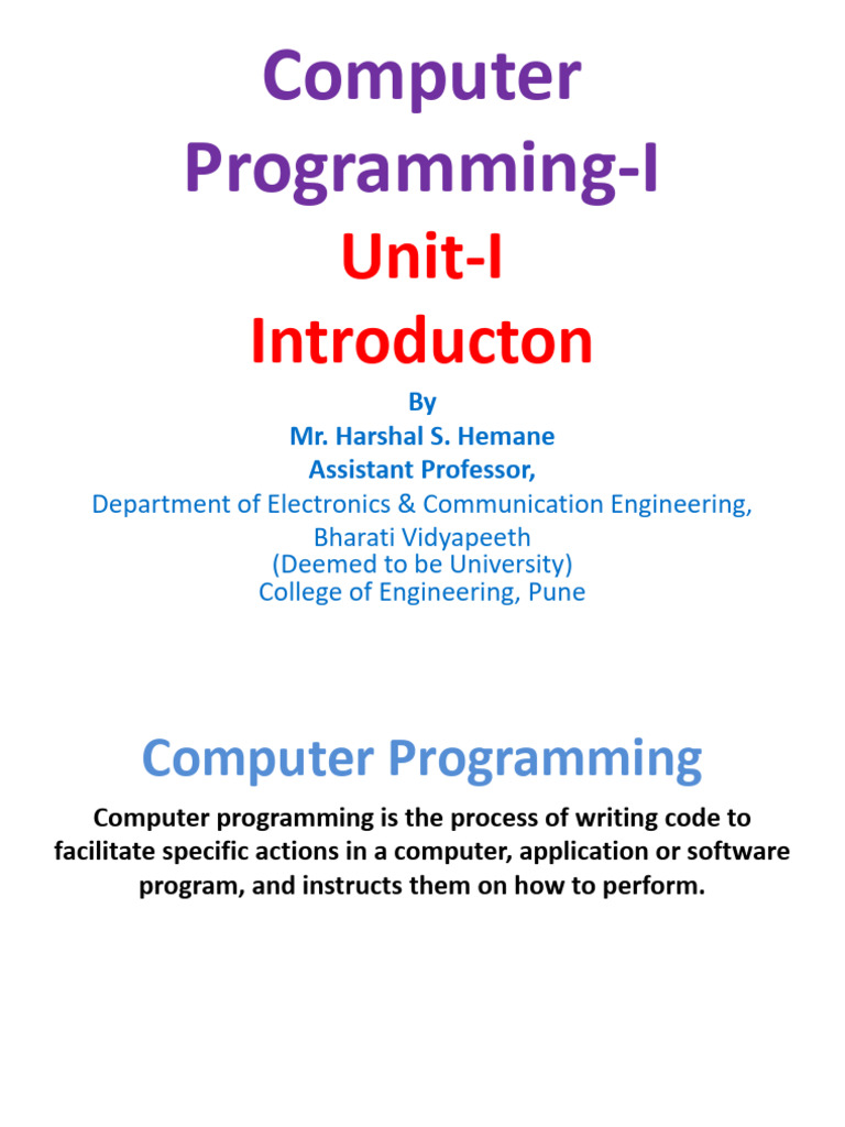 Unit 1 INTRODUCTION | PDF | Variable (Computer Science) | C ...