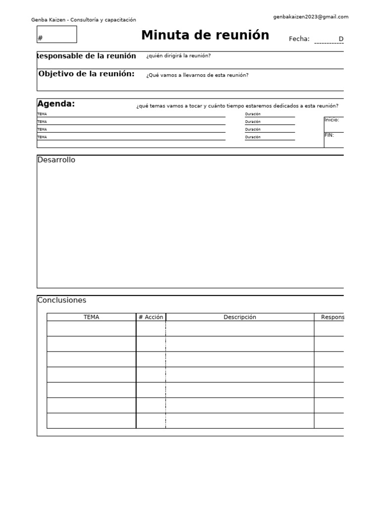Plantilla de Minuta de Reunión | PDF