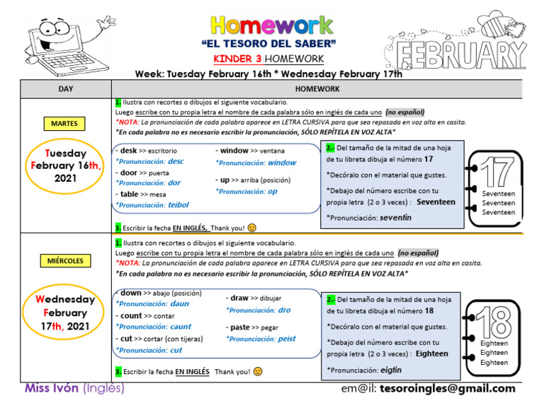 K3 Homework 16 y 17 Febrero | PDF