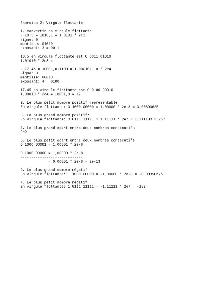 Correction - Exercice - Virgule - Flottante | PDF | Home & Garden | Science & Mathematics