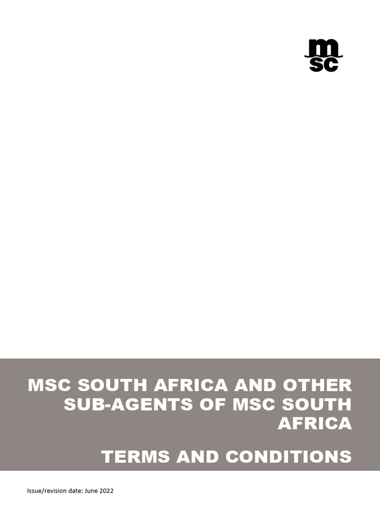 MSC SOUTH AFRICA TCs 01062022 | PDF