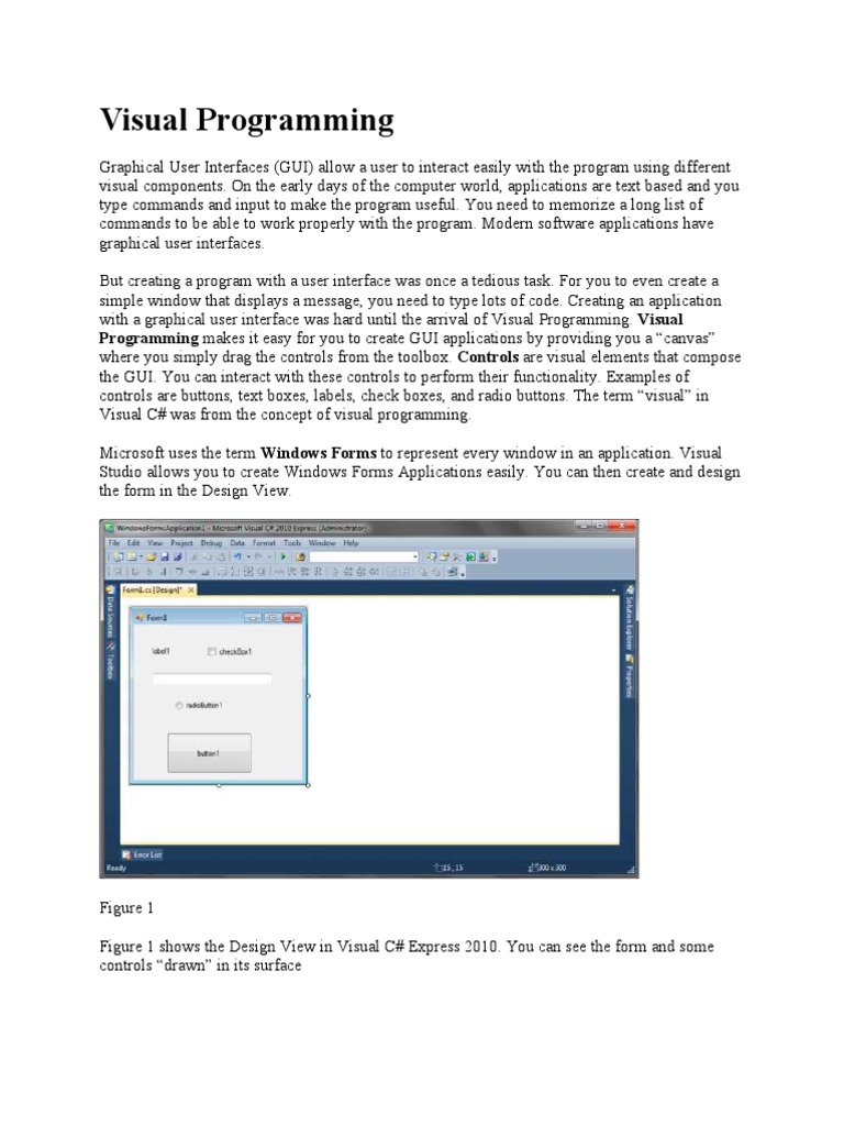 Visual Programming | PDF | Graphical User Interfaces | Button (Computing) Visual Programming | PDF | Graphical User Interfaces | Button (Computing)