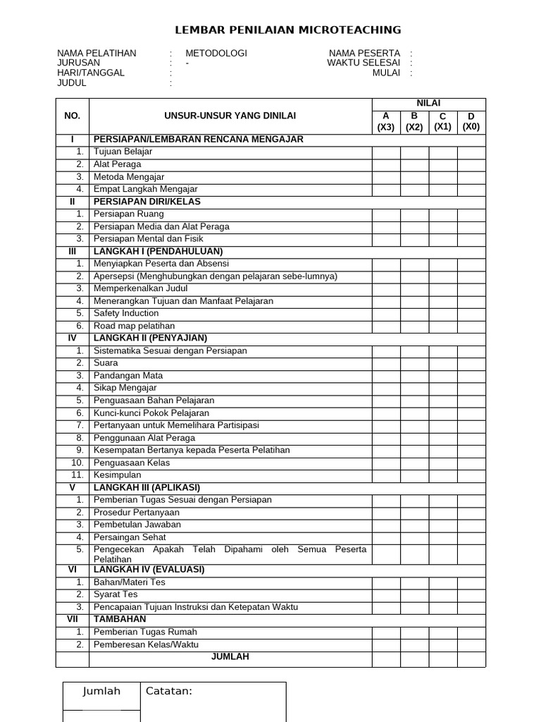 Lembar Penilaian Microteaching | PDF