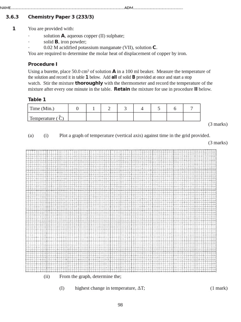 2013 Kcse Chemistry Questions | PDF