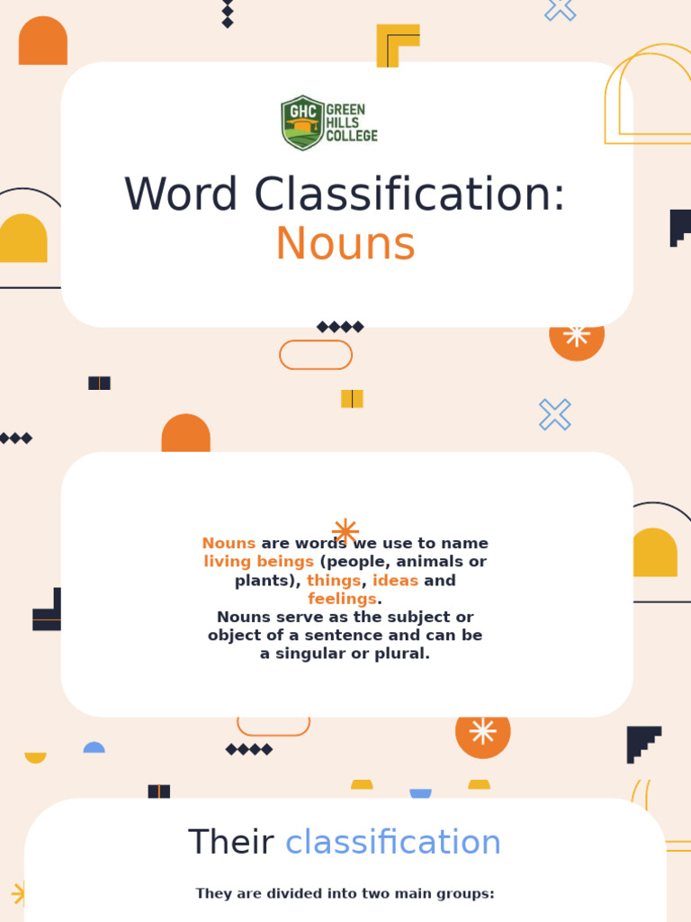 Word Classification - Nouns | PDF