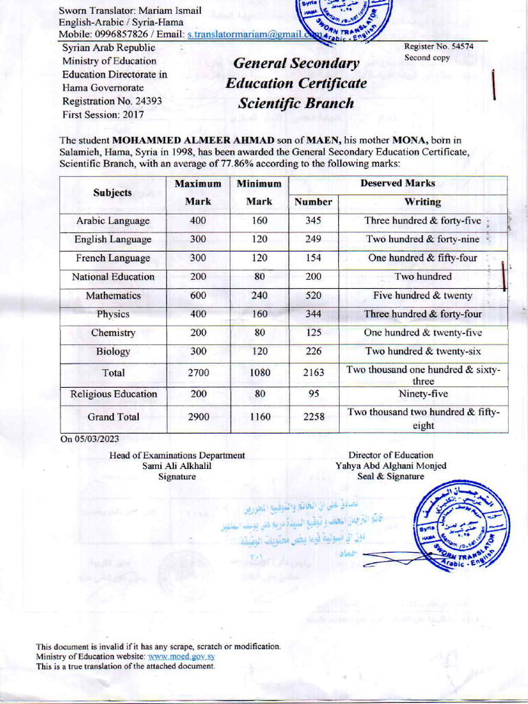 High school certificate | PDF
