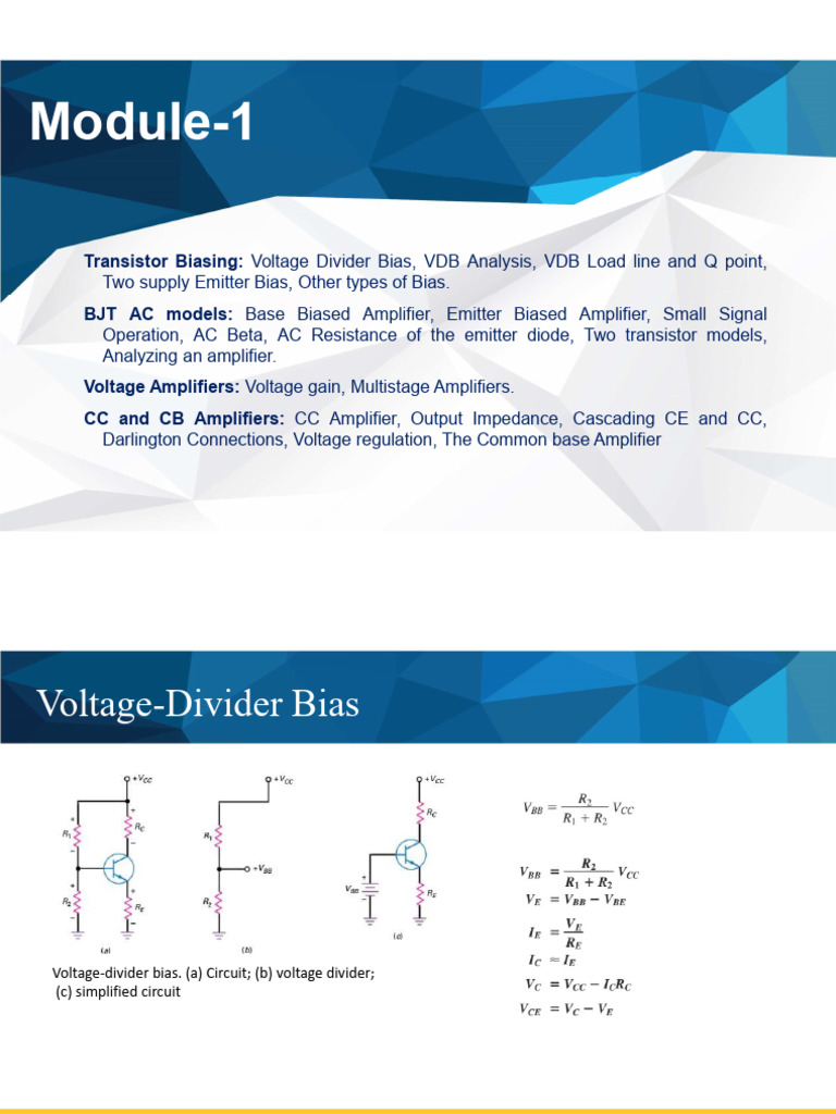Module-1 ELECTRONIC PRINCIPLES AND CIRCUITS | PDF