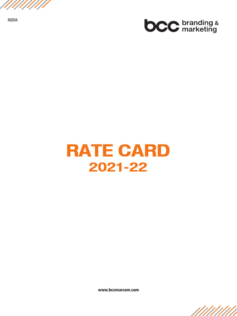 BCC Marcom Rate Card (India) 21 - 22 | PDF