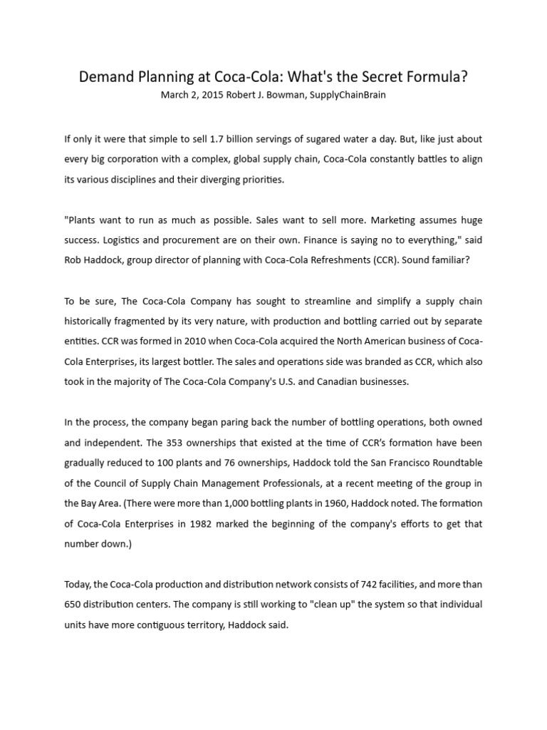 Case5. Demand Planning at Coca | PDF