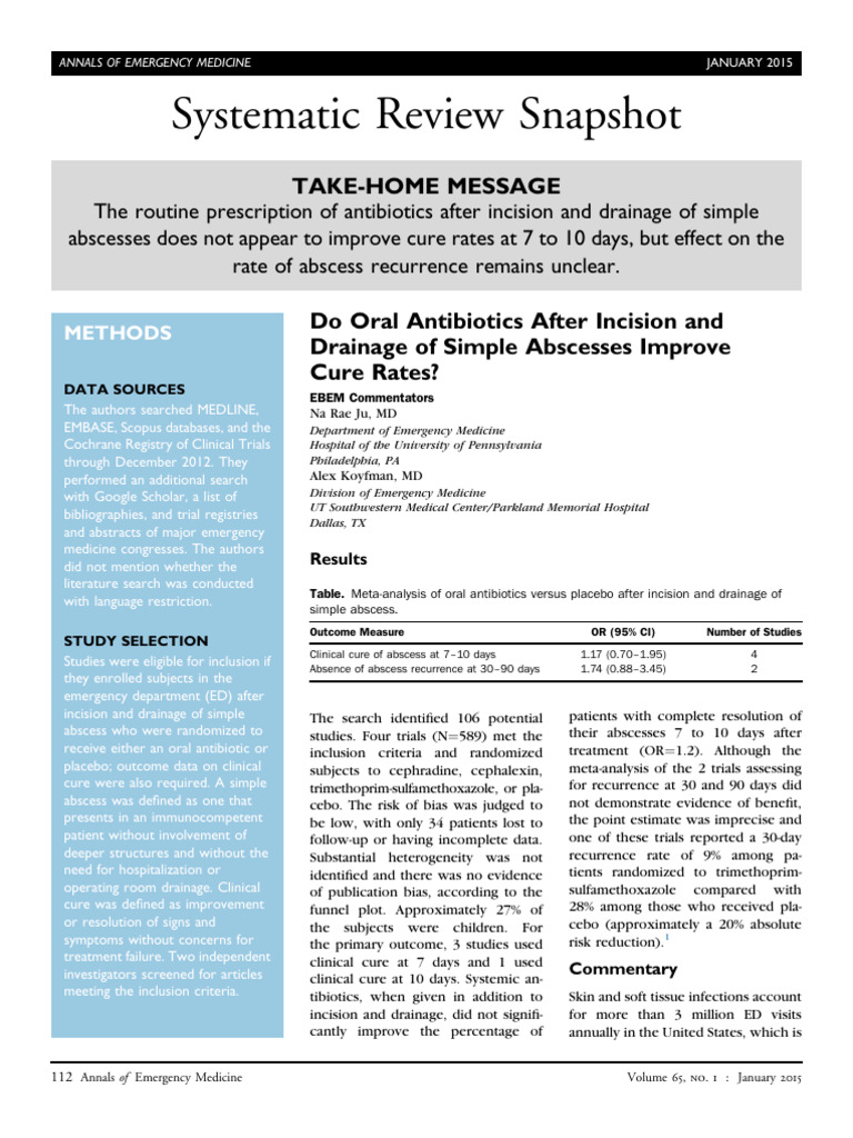 Do Oral Antibiotics After Incision and Drainage of | PDF | Methicillin ...