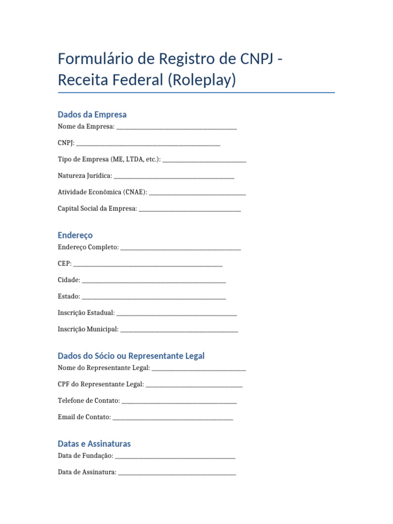 Formulario_Registro_CNPJ_Roleplay_Atualizado | PDF