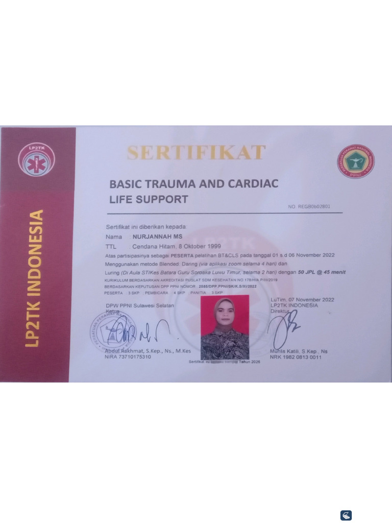 Sertifikat BTCLS | PDF