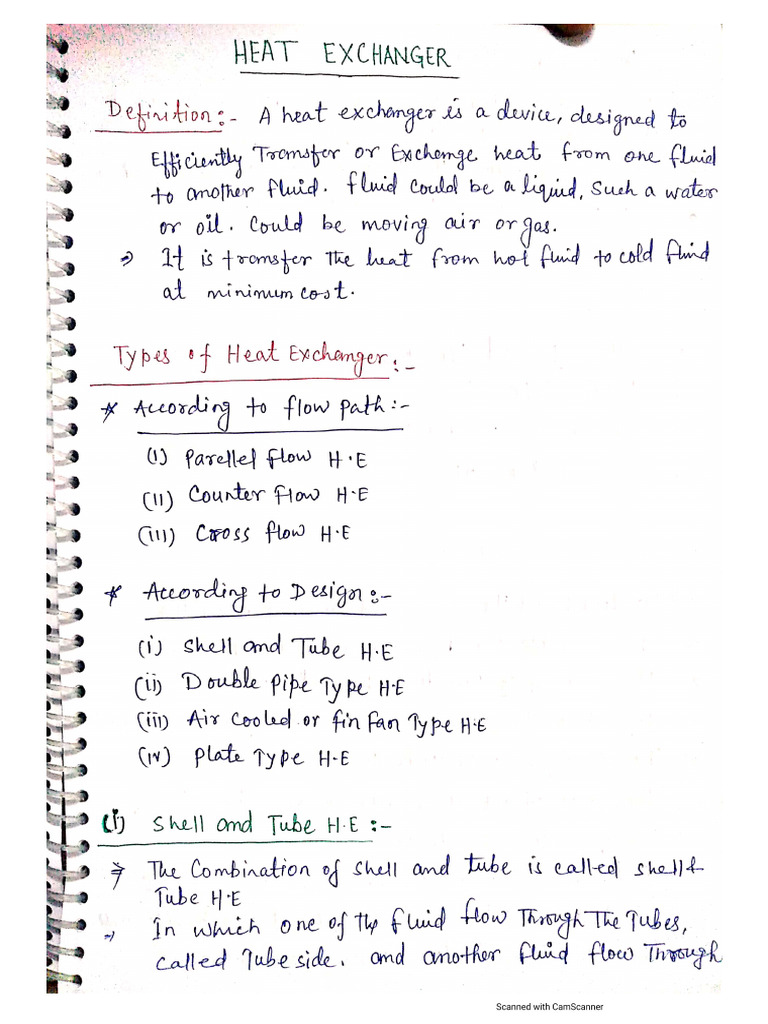 Heat Exchanger Notes | PDF