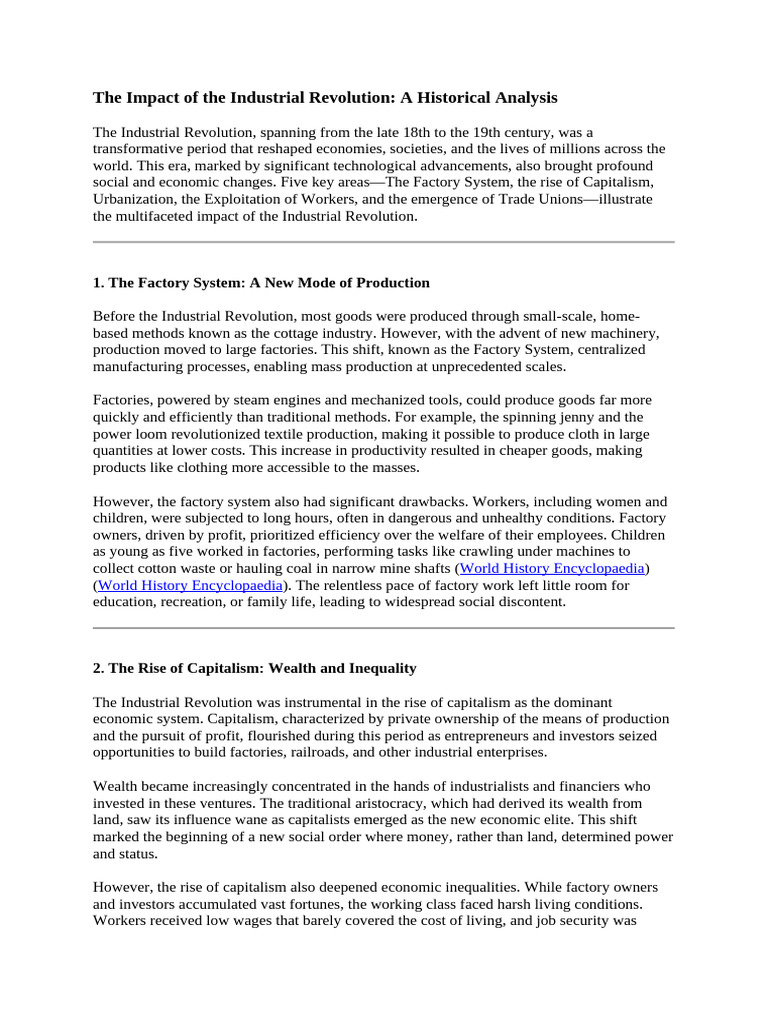 The Impact of The Industrial Revolution | PDF | Cost Of Living ...