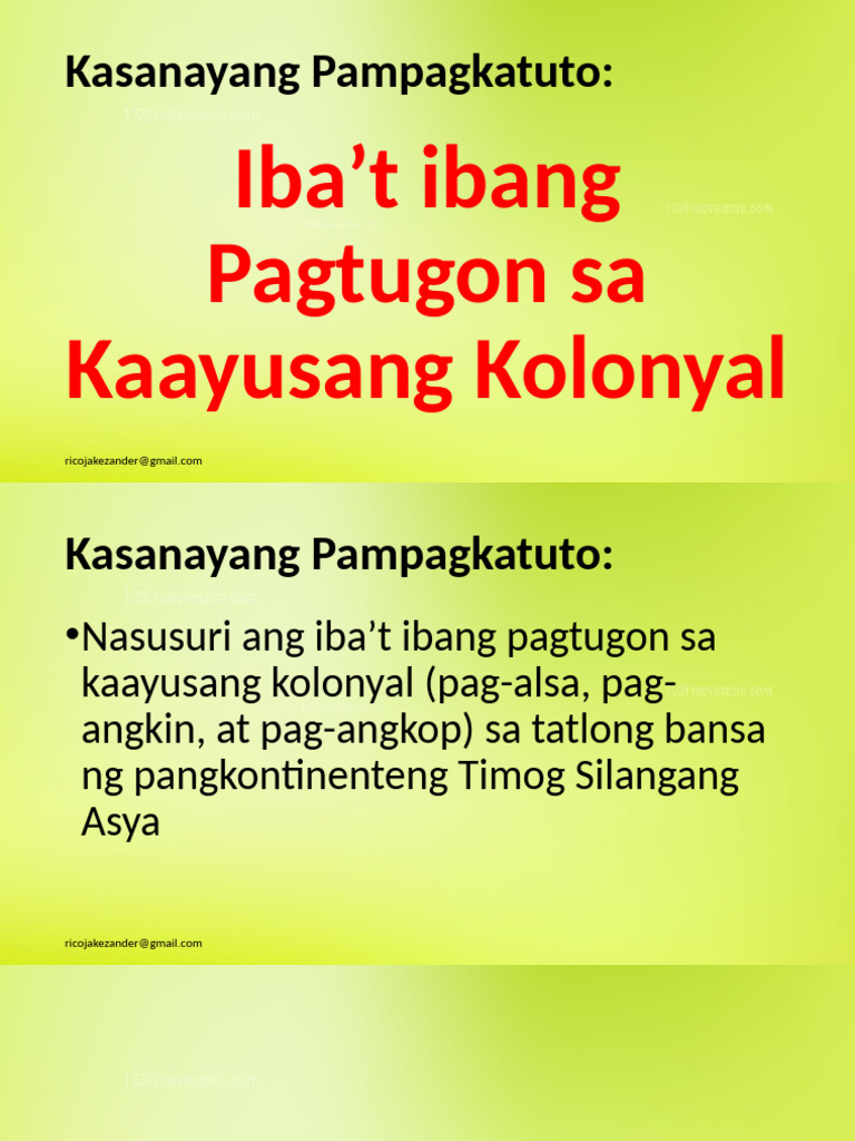 Ap 7 q2 6 Nasusuri Ang Ibat Ibang Pagtugon Sa Kaayusang Kolonyal Pag ...