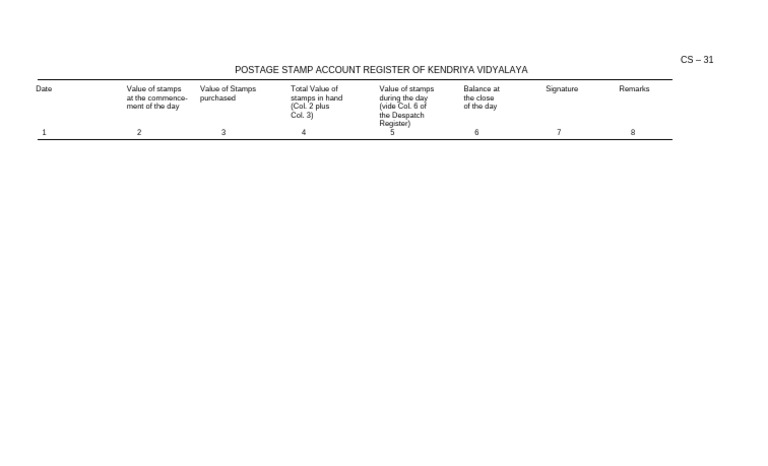 Postage Stamp Account Cs 31 | PDF