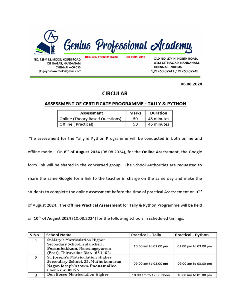 Cicular - DMI - 10.08.2024 Practical Assessment Tally & Python 10.08. ...