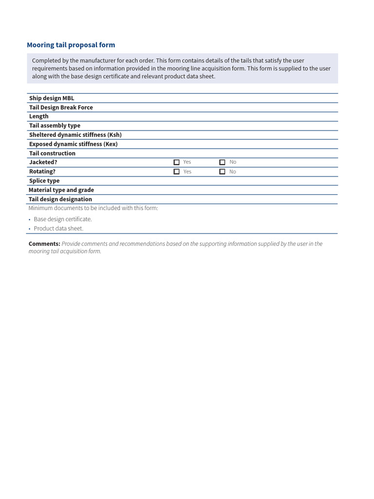 Mooring Tail Proposal Form | PDF