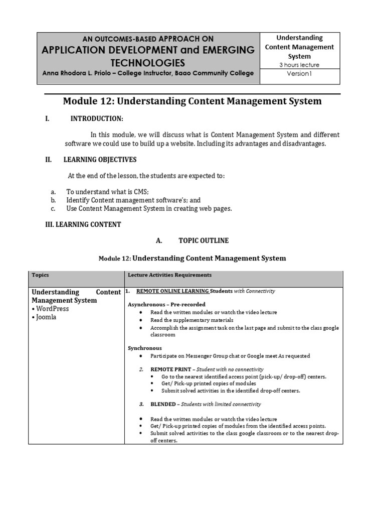 Module 12 Understanding CONTENT Management System | PDF