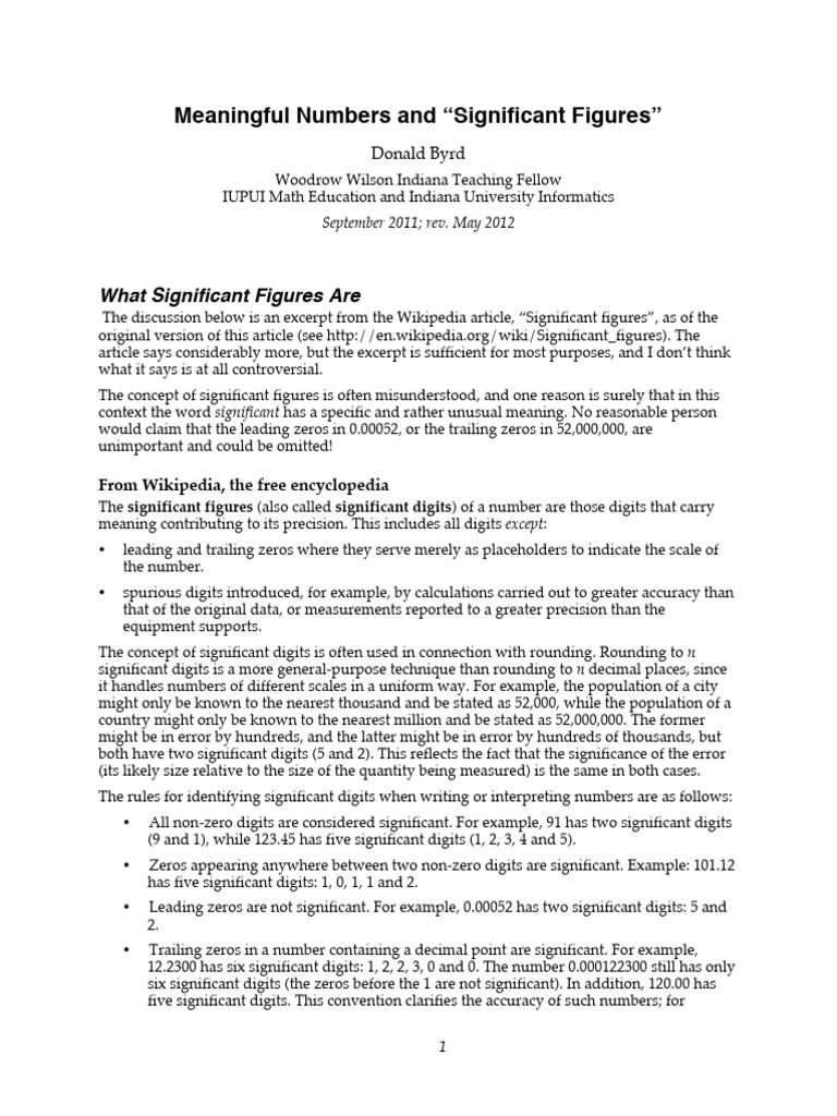 MeaningfulNumbers SignificantFigures | PDF
