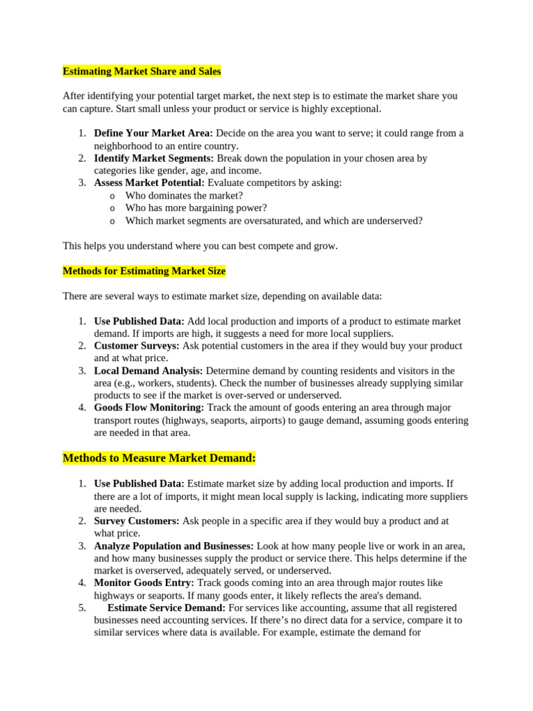 Estimating Market Share and Sales | PDF