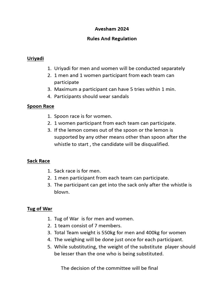 Rules and Regulations | PDF
