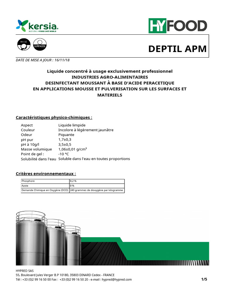 FT Ref.513834 - deptil-apm-desinfectant-oxydant-moussant-surfaces-22l ...