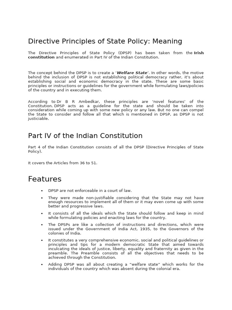 Directive Principle On State Policy | PDF