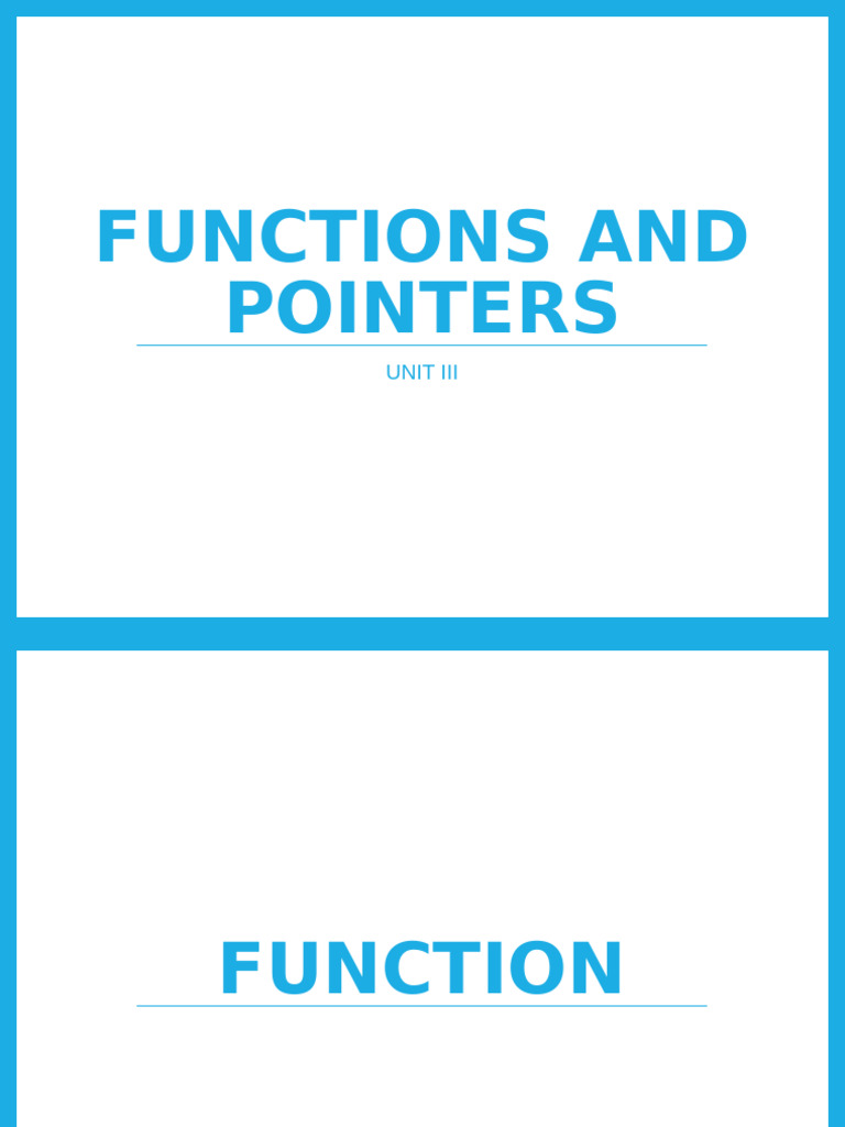 Unit Iii Functions and Pointers | PDF