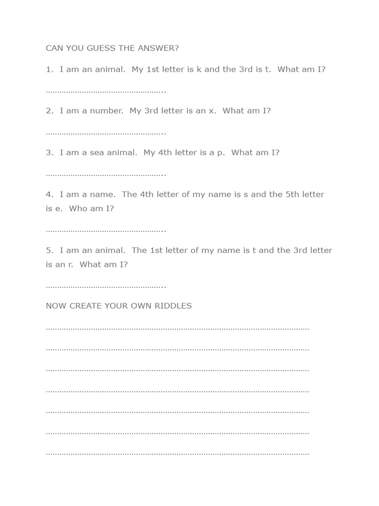 Alphabet Ordinal Riddles | PDF