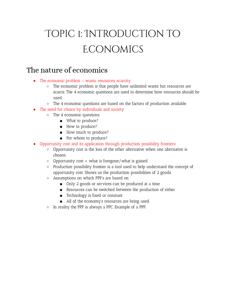 Introduction To Economics Notes | PDF | Labour Economics | Economics
