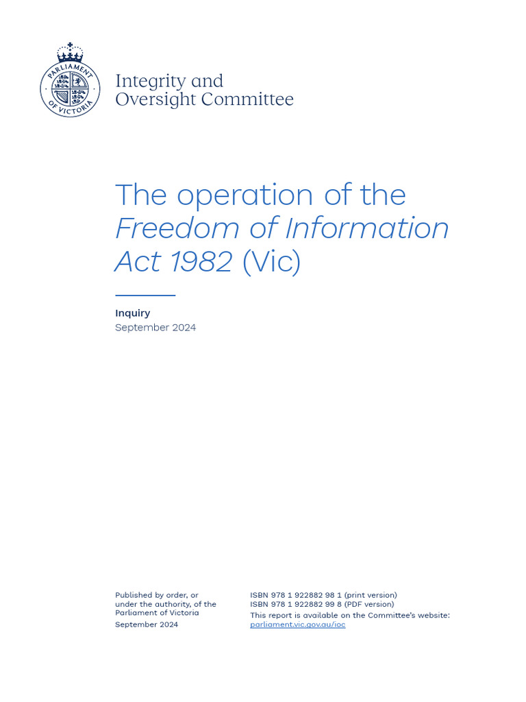 Ioc 60 04 The Operation of The Foi Act 1982 Vic | PDF
