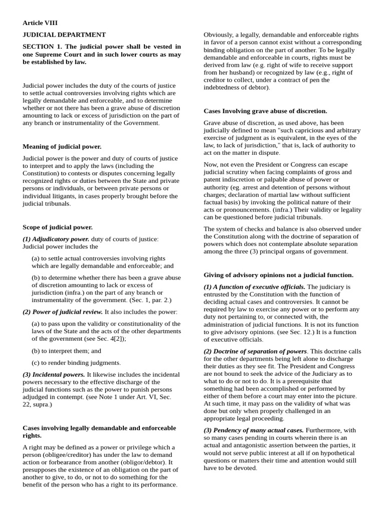 Article VIII - Judiciary Dept. | PDF