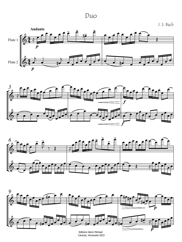 Bach Duet 2 Flutes Invention - Full Score | PDF