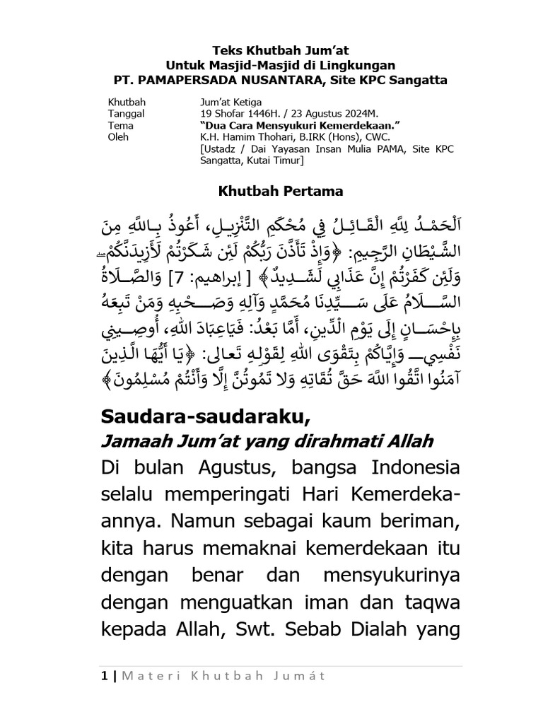 Edisi Agustusan - DUA CARA MENSYUKURI KEMERDEKAAN | PDF