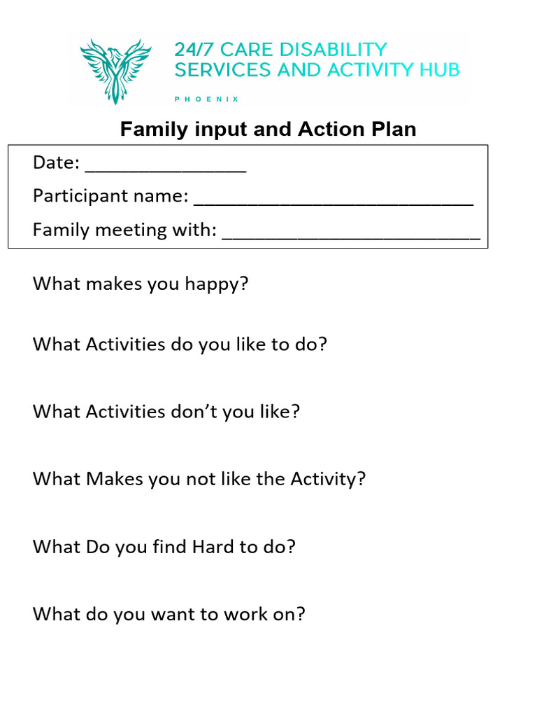 Family Input and Action Plan Template PDF | PDF
