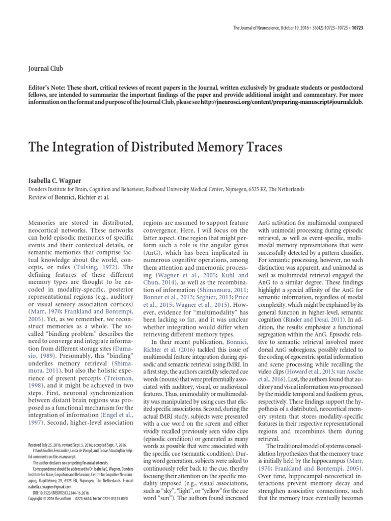 The Integration of Distributed Memory Traces | PDF