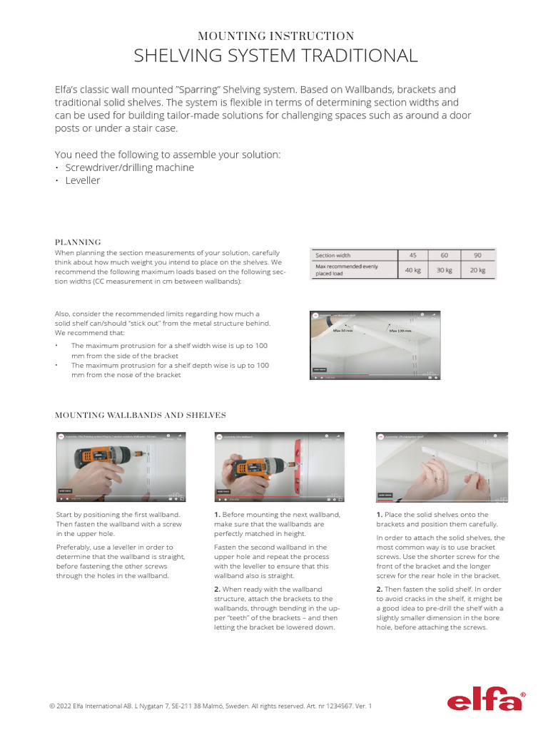 ELFA_Mounting_Shelving_system_Traditional | PDF