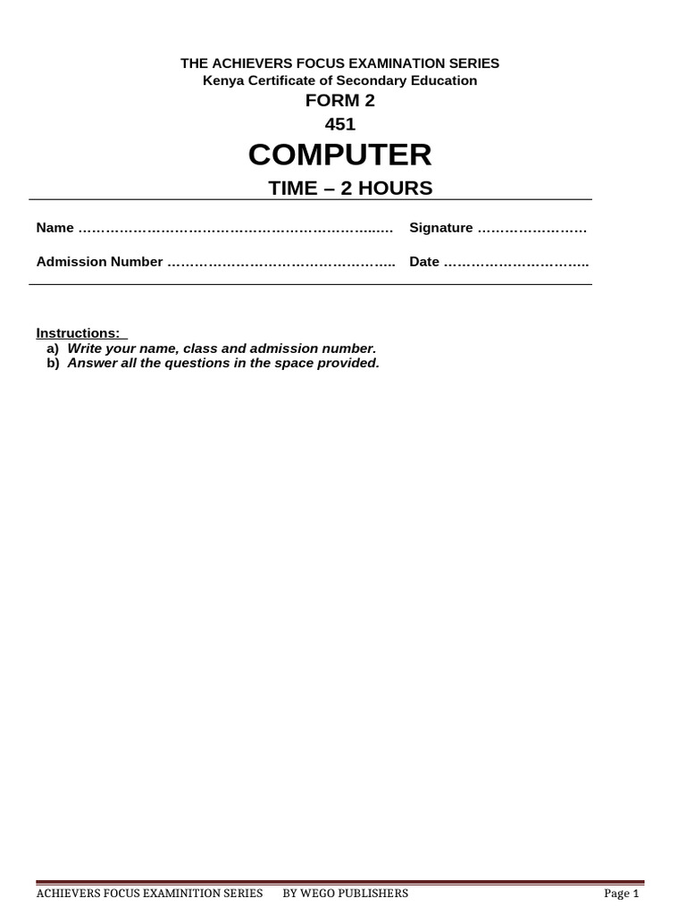 F2 Computer QN | PDF