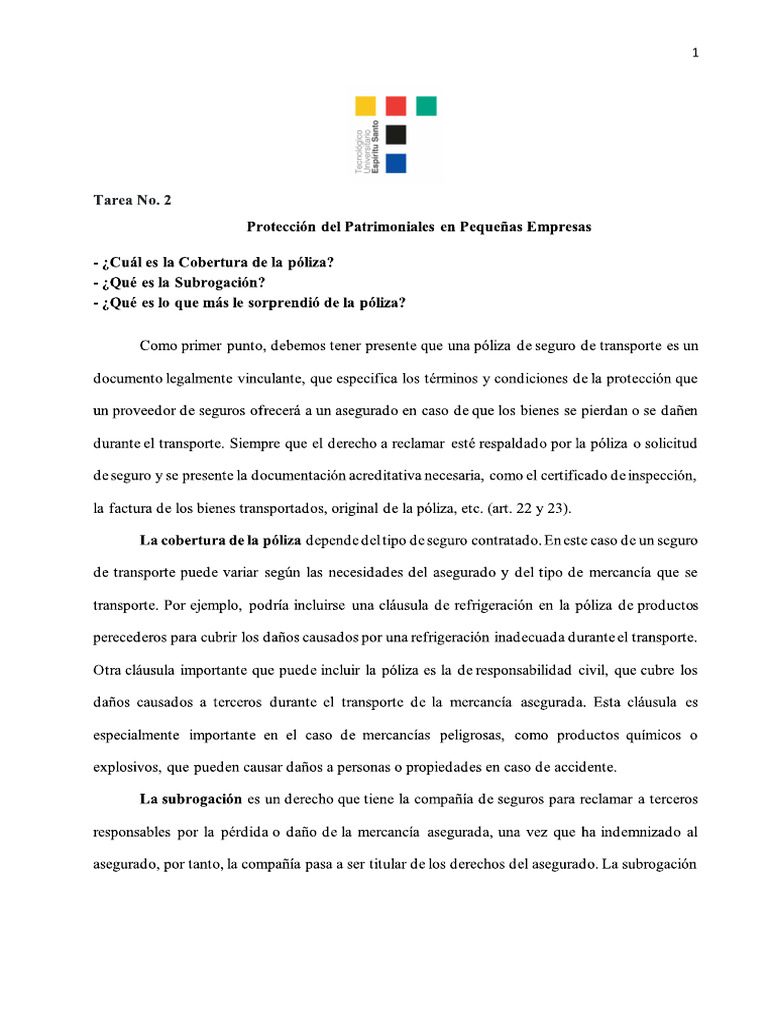 Deber (2) Seguros Patrimoniales | PDF