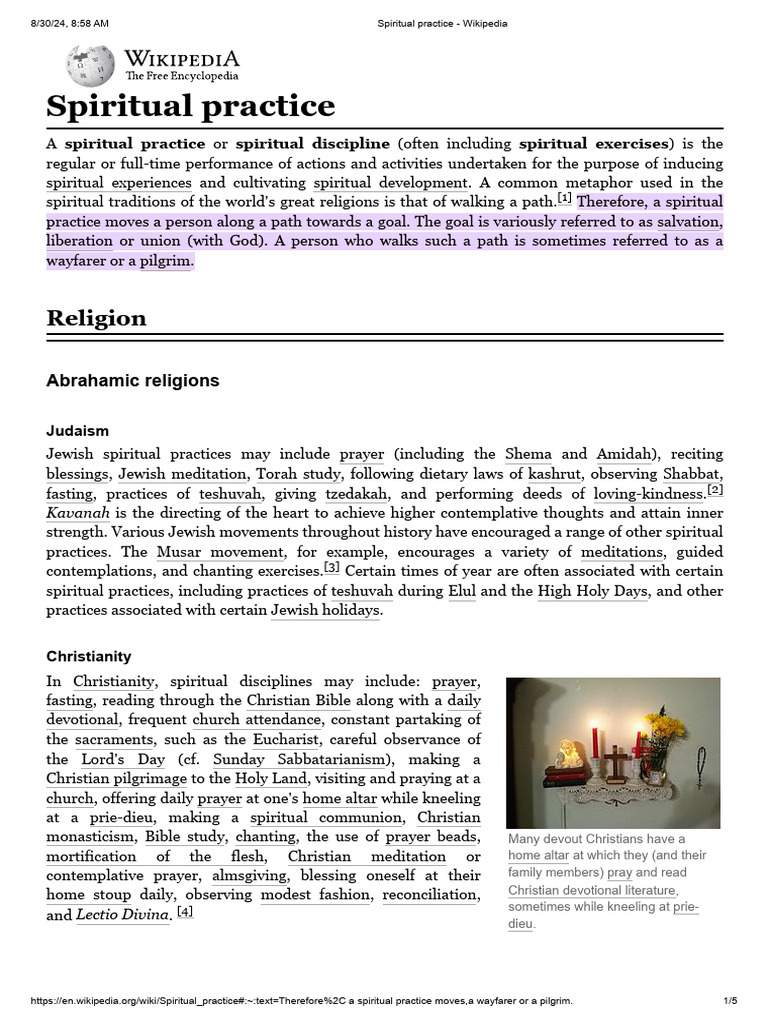 Spiritual Practice - Wikipedia | PDF